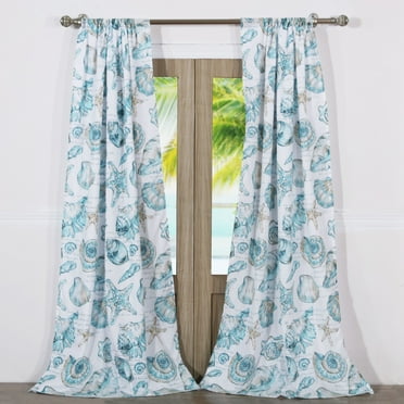 CHF Seashells 63" Curtain Panel, Printed, Aqua, Adult - Walmart.com