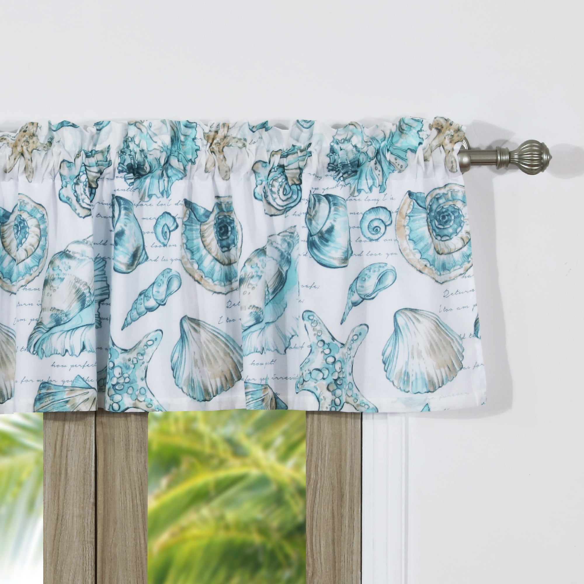 Global Trends Coastal Seashell Rod Pocket Style Window Valance, 84 W x ...