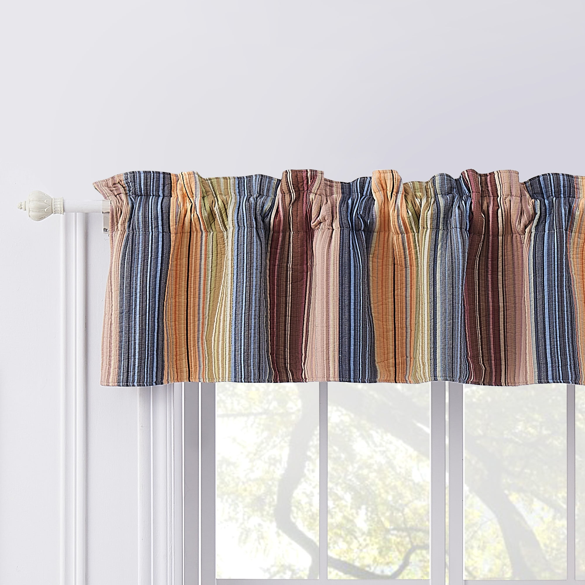 Global Trends Katy Reversible Striped Window Valance, Multi-color, 100% ...