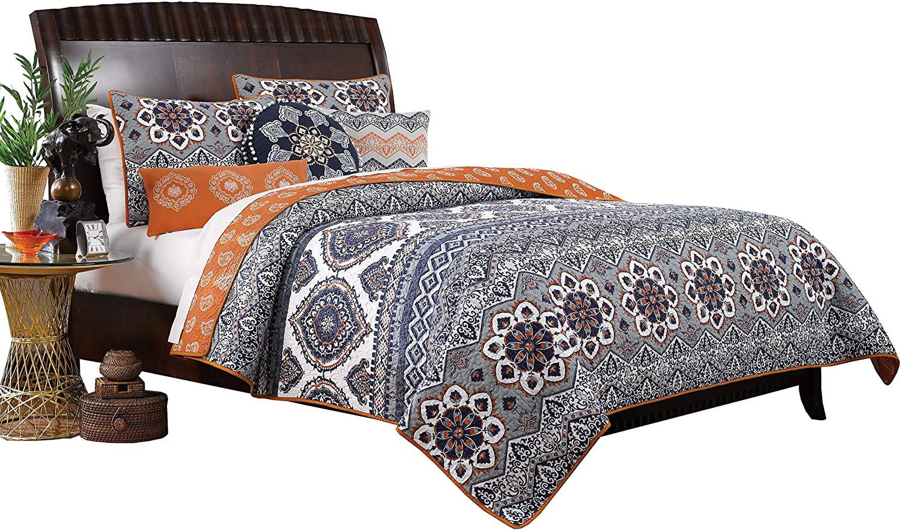 Global Trends Maya 100% Cotton Reversible Medallion and Paisley Quilt ...
