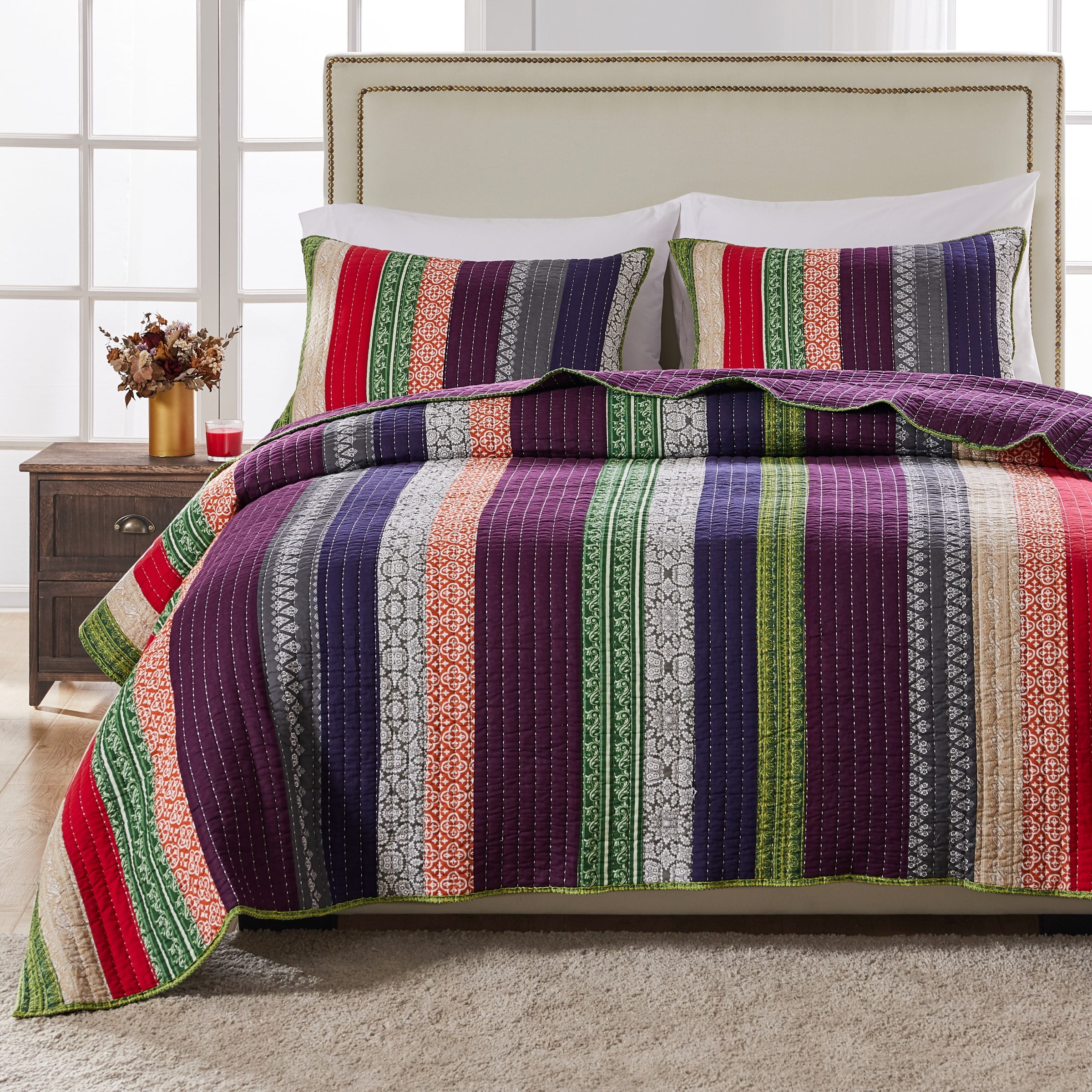 Free Shipping! Global Trends Twin/Twin XL Cotton Reversible Quilt Set ...