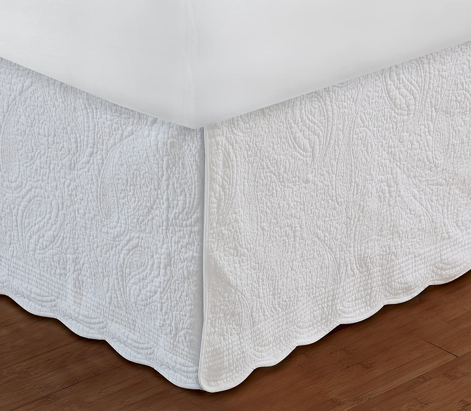 Global Trends Paige 100% Cotton Paisley-Quilted Bed Skirt 18-Inch Drop ...