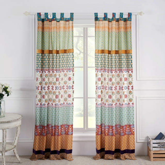 Global Trends Tori Geometric Bohemian Velvet Tab Top Drapes, Set of 2 ...