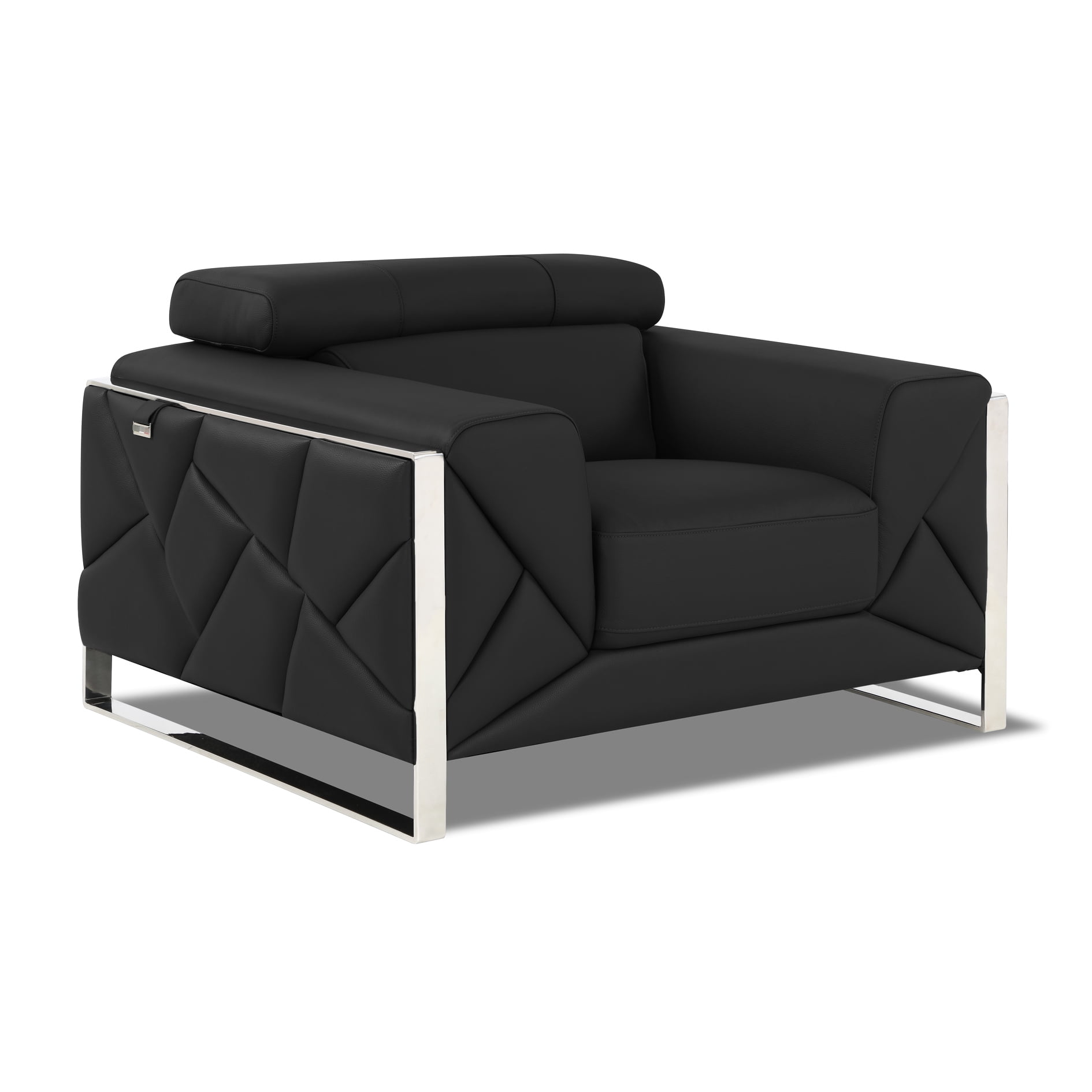 Global United Chair In Dark Gray Leather Look - Top Grain Leather, Kiln ...