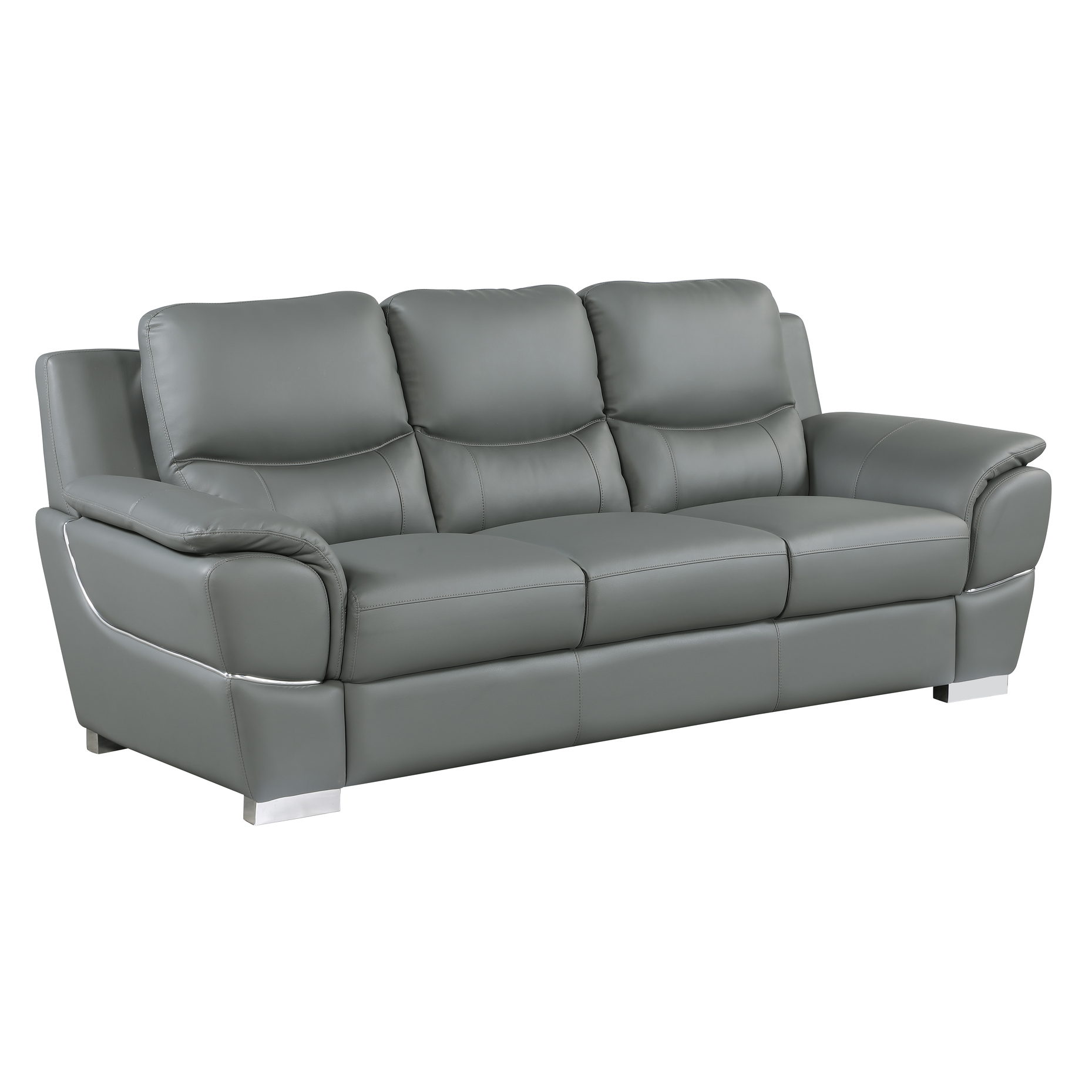 Global United Genuine Leather Couch With Kiln-dried Hardwood Frame ...