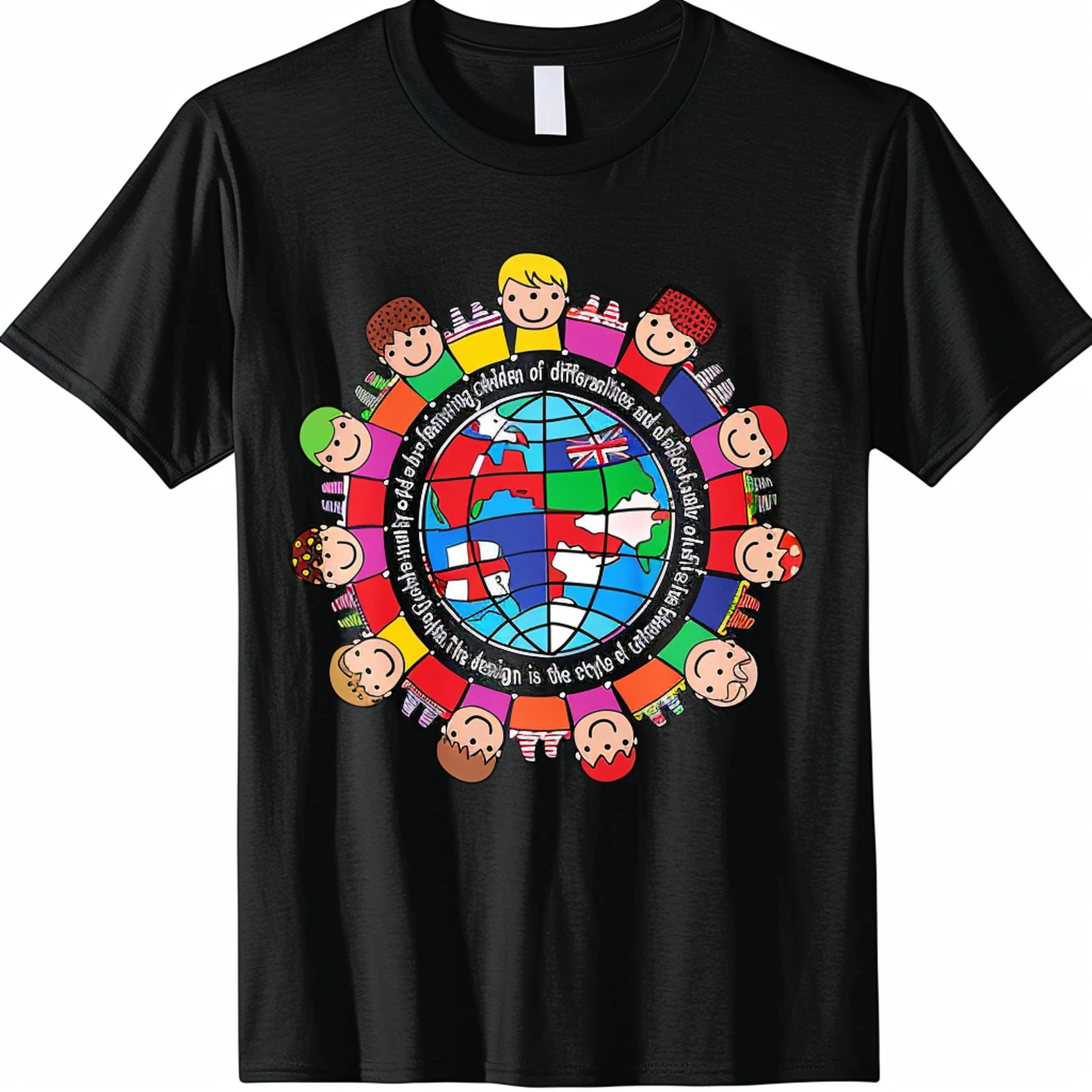 Global Unity Kids Cartoon TShirt International Day of Friendship Diversity Flags Around Globe ...