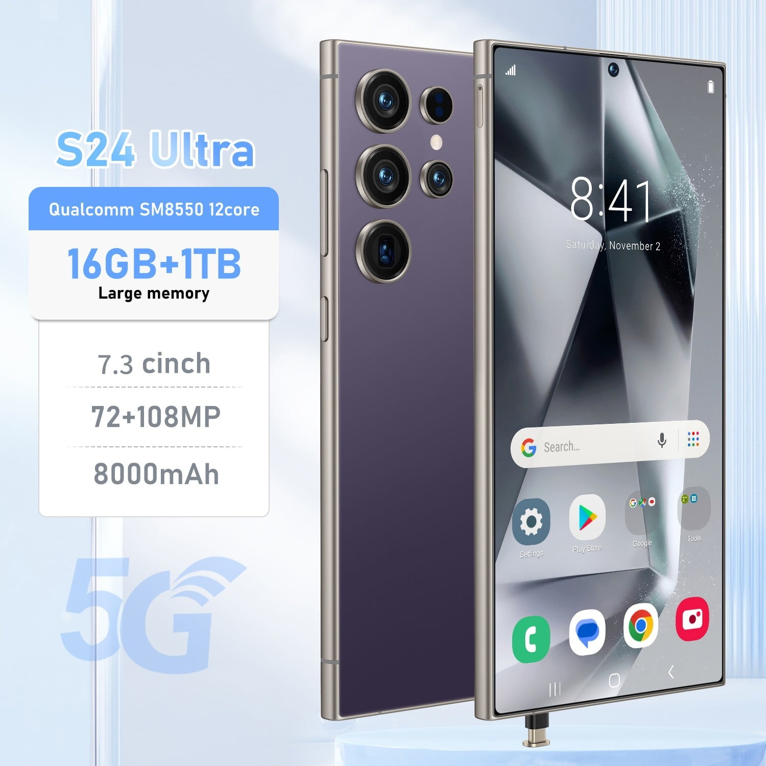 Global Version S24 Ultra Global 5G Edition Smart 7.3″ Large Screen Android 14 Snapdragon10 core ...