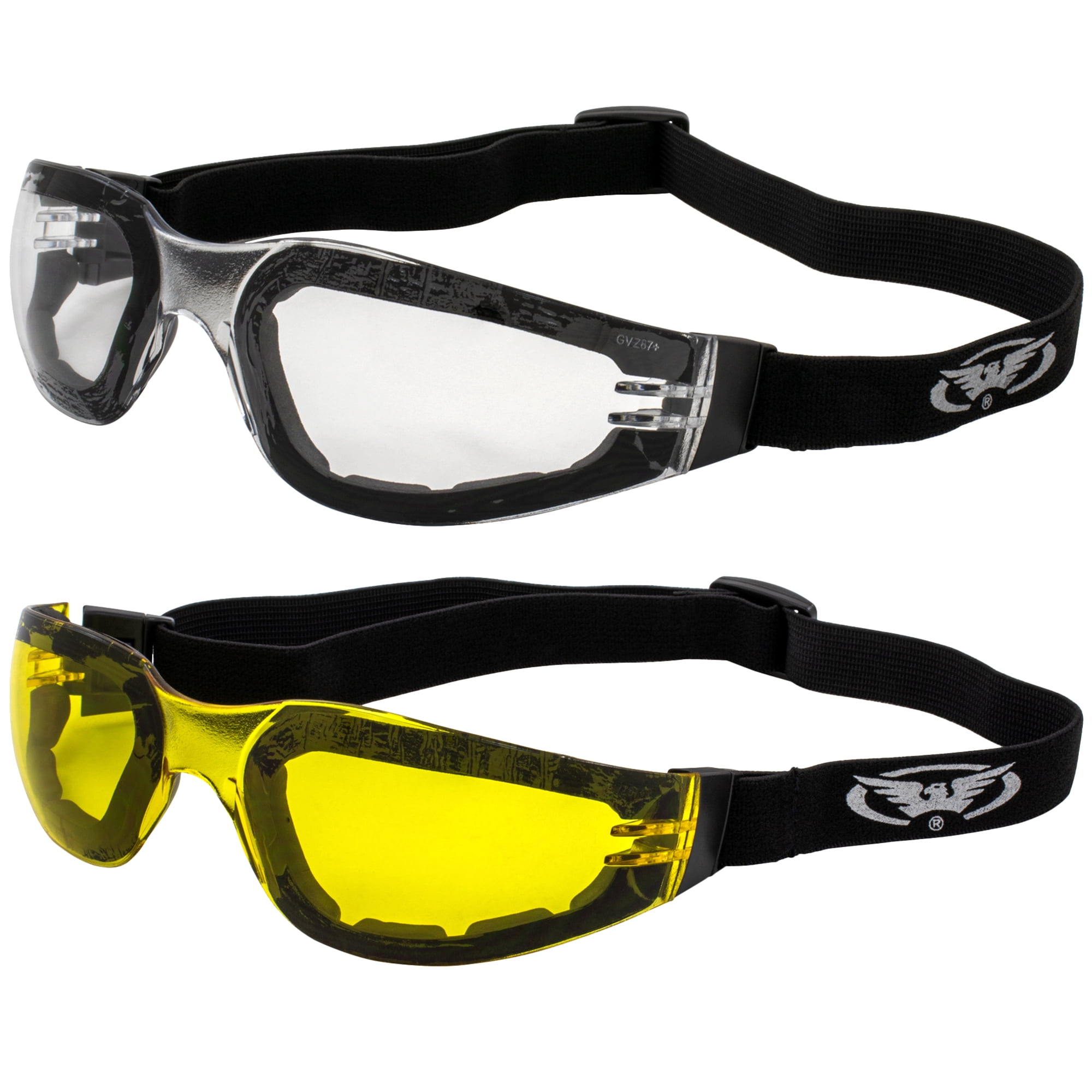 Global Vision 2 Pair Ideal Foam Padded Riding Motorcycle Safety Goggles ...