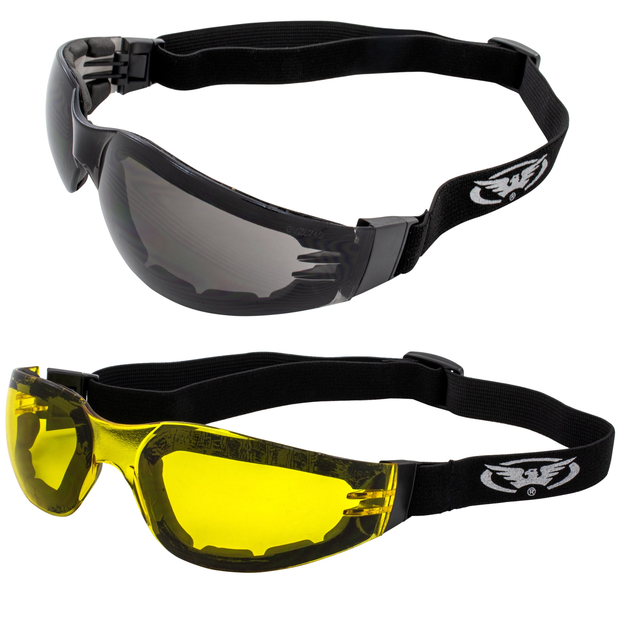 Global Vision 2 Pair Ideal Foam Padded Riding Motorcycle Safety Goggles ...