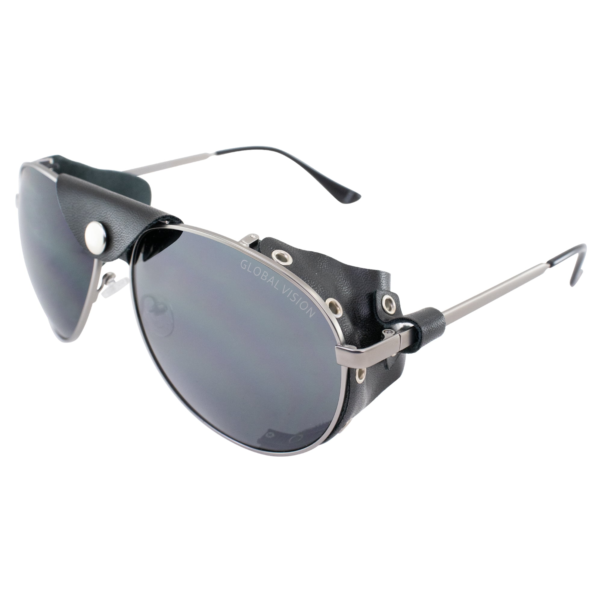 Global Vision Aviator-3 Motorcycle Sunglasses w/Side Shields Gunmetal ...