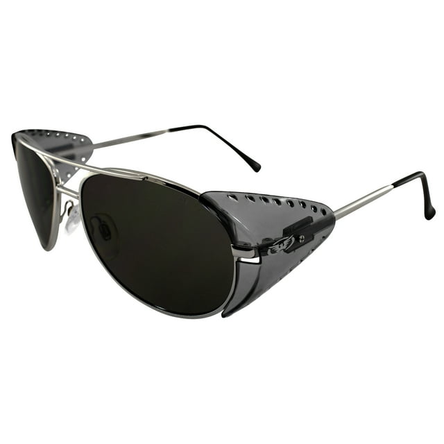 Global Vision Eyewear Aviator Z87 Motorcycle Sunglasses Silver Frames ...
