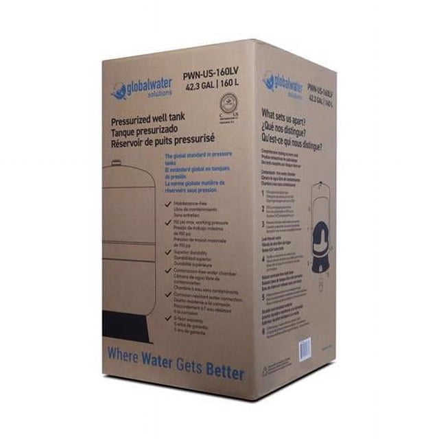 Global Water Solutions 42.3 gal Pre-Charged Vertical Pressure Well Tank ...