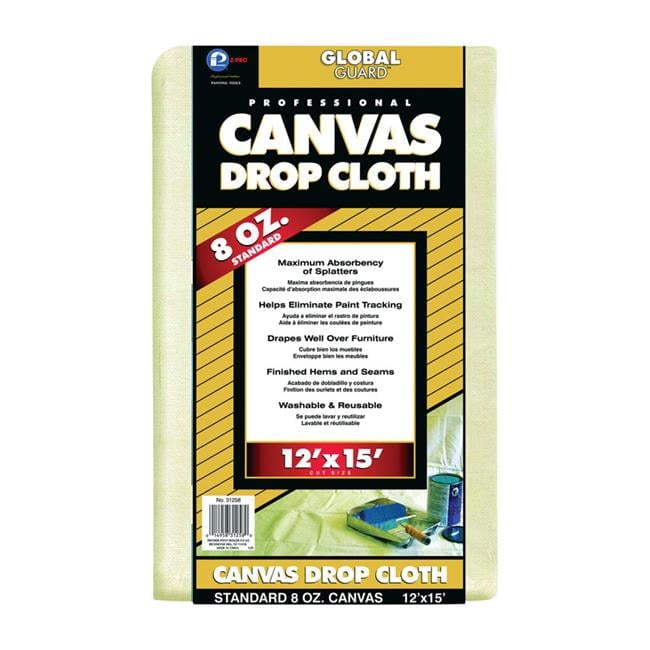 GlobalGuard 12 ft. x 15 ft. 8 oz Canvas Drop Cloth - Walmart.com