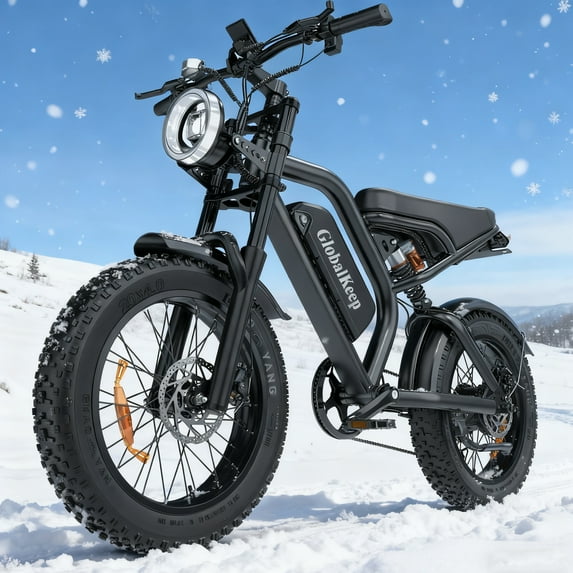 GlobalKeep 1500W Peak Electric Mountain Bike, 20" Fat Tire 32MPH Ebikes for Adults , 48V 15.6Ah ...