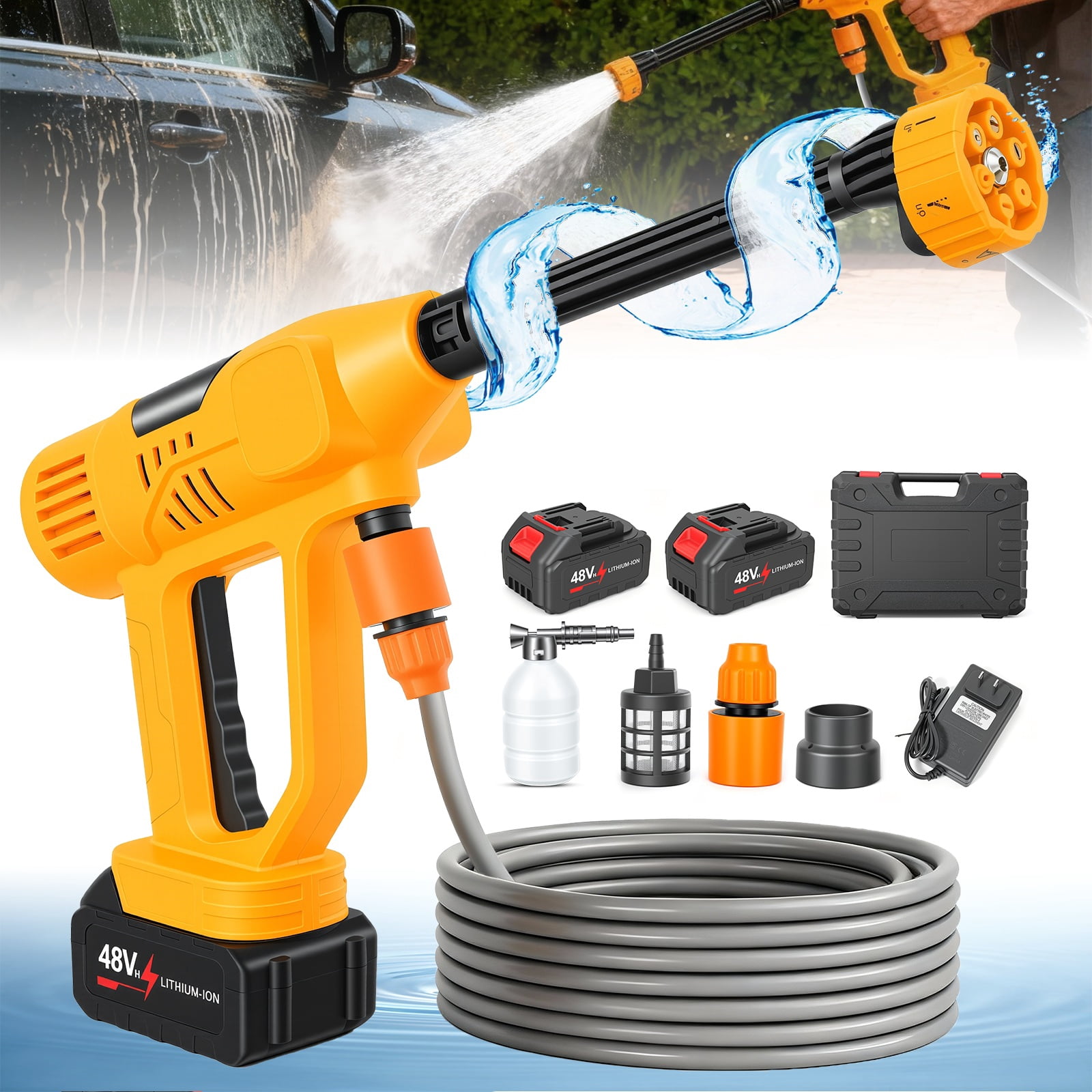 GlobalSourse 21V Cordless Pressure Washer with Foam Cannon, 900PSI ...