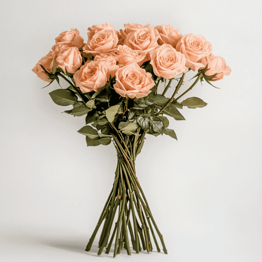 Globalrose Fresh Cut Flowers 12 Peach Roses, Green - Walmart.com