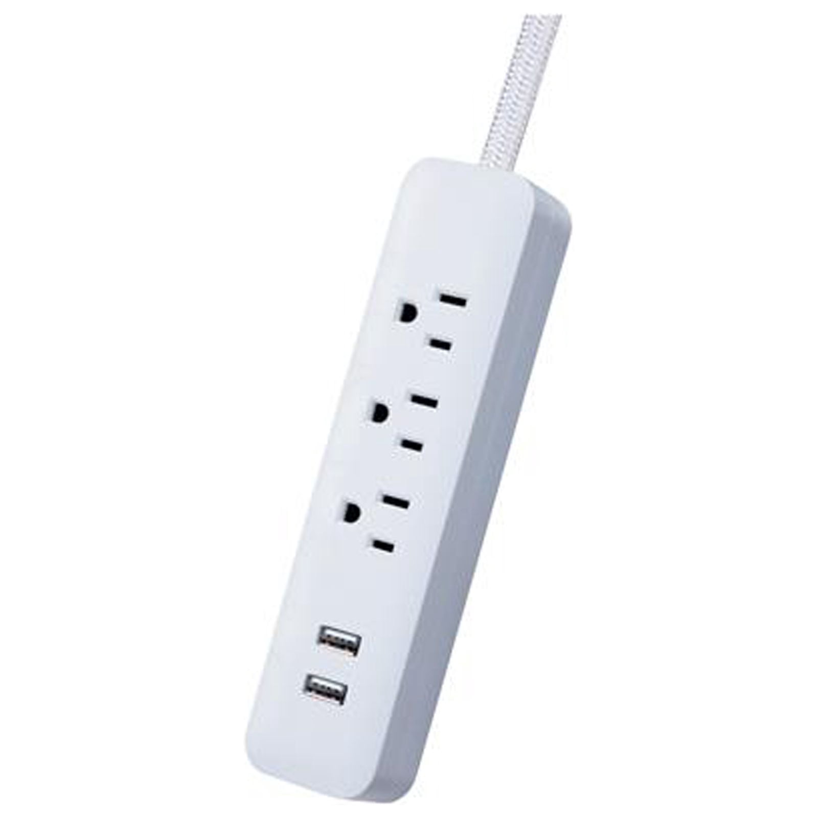 Globe 78477 Power Strip, 2 USB Ports, Fabric-Covered Cord, White, 6-Ft ...