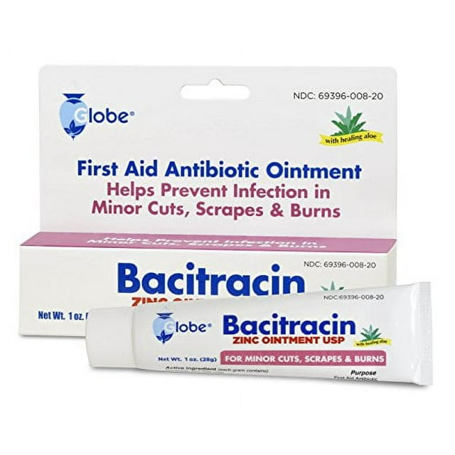 Globe Bacitracin Zinc 1 oz Tube, First Aid Antibiotic Ointment Helps to ...