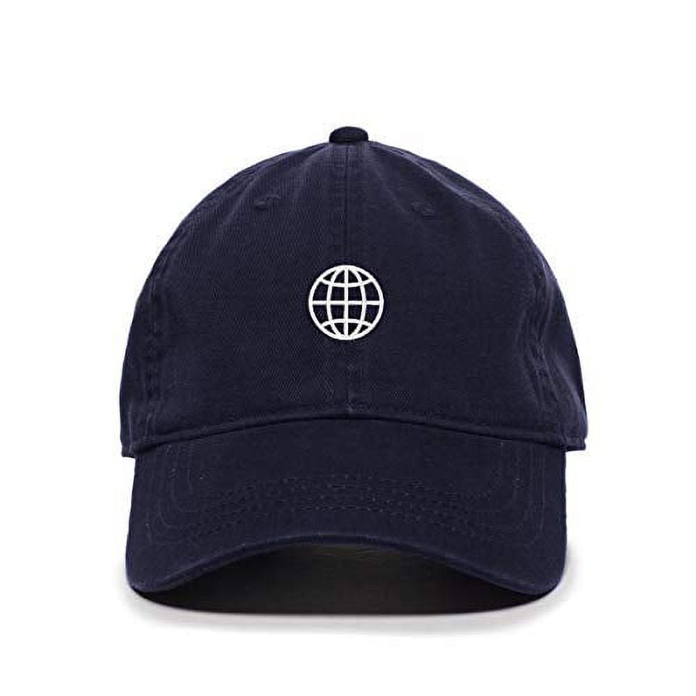Globe Baseball Cap Embroidered Cotton Adjustable Dad Hat Navy - Walmart.com
