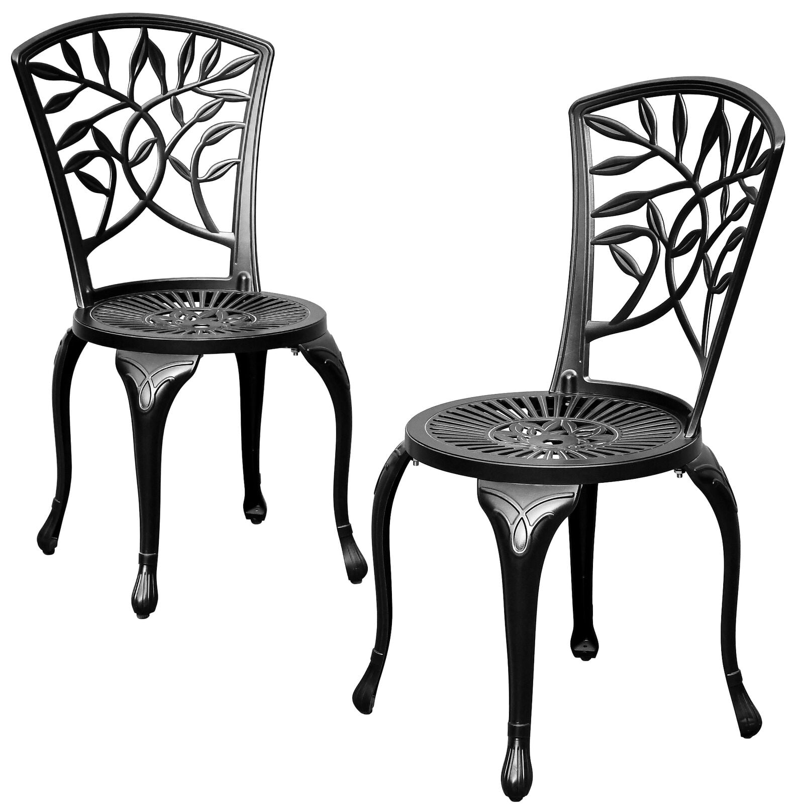 Gloaa Outdoor Cast Aluminum Outdoor Chairs Set of 2, All-Weather Patio ...
