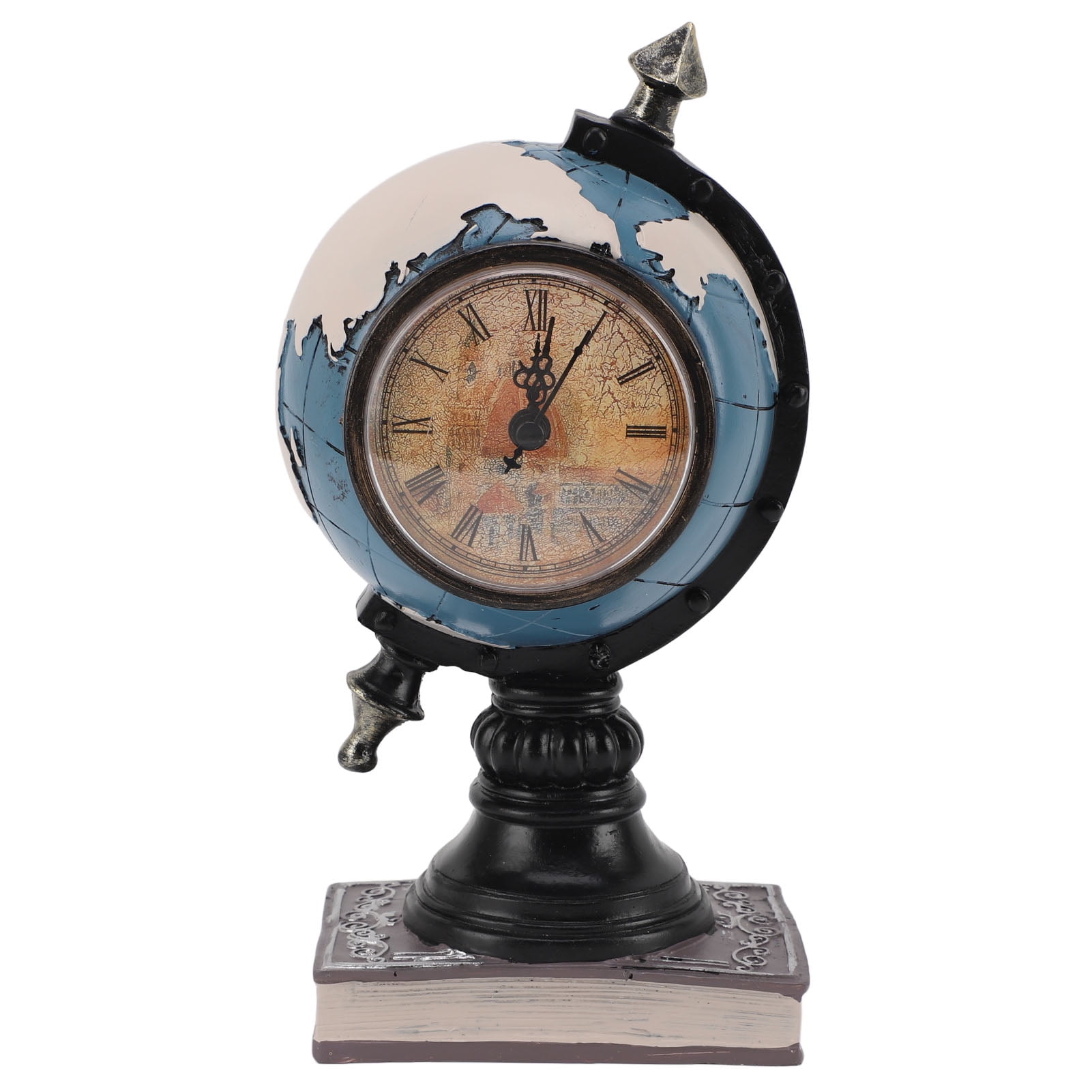 Globe Clock Decorative Desk Ornament Resin World Map Clock With Coin ...