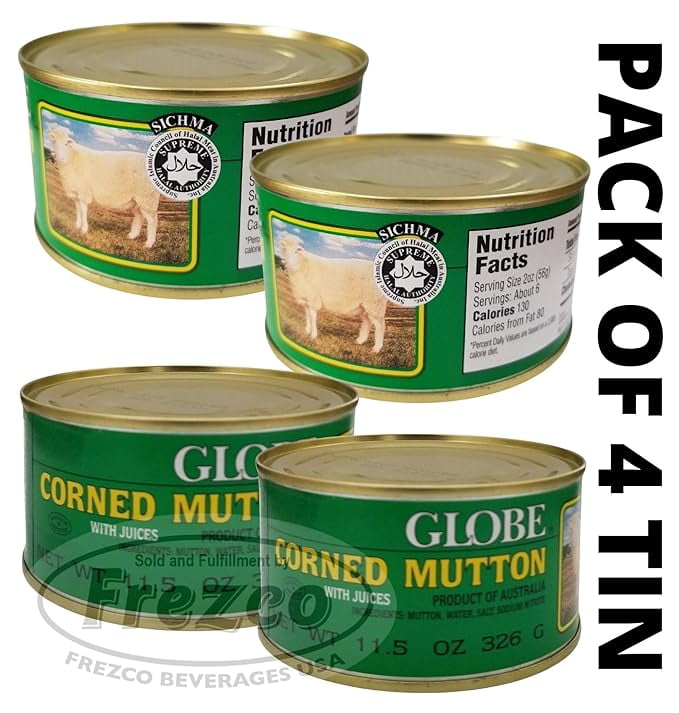 Globe Corned Mutton with Juices (Pack of 4 Tin) 11.5 Oz | HALAL ...