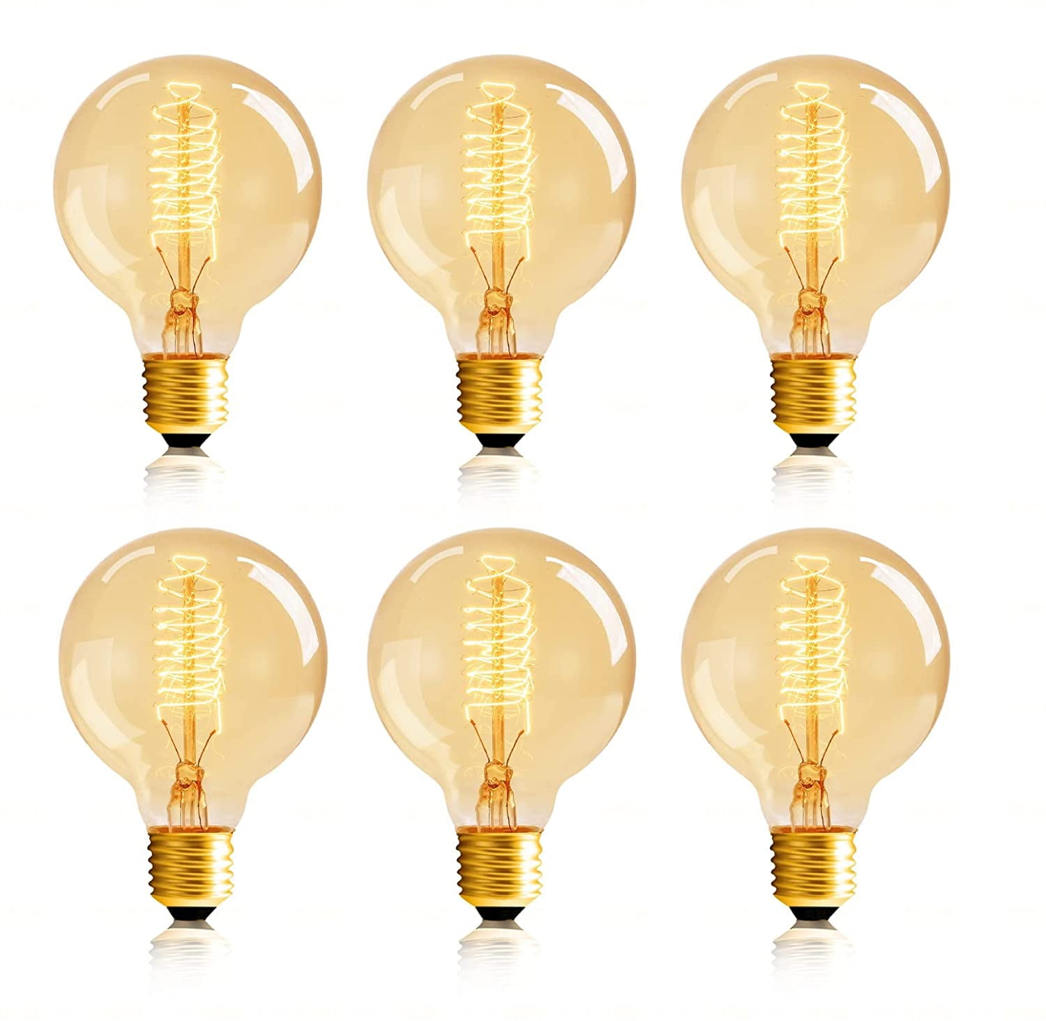 Globe Edison Bulbs, 6-Pack 60w Vintage Edison Light Bulb, Spiral ...