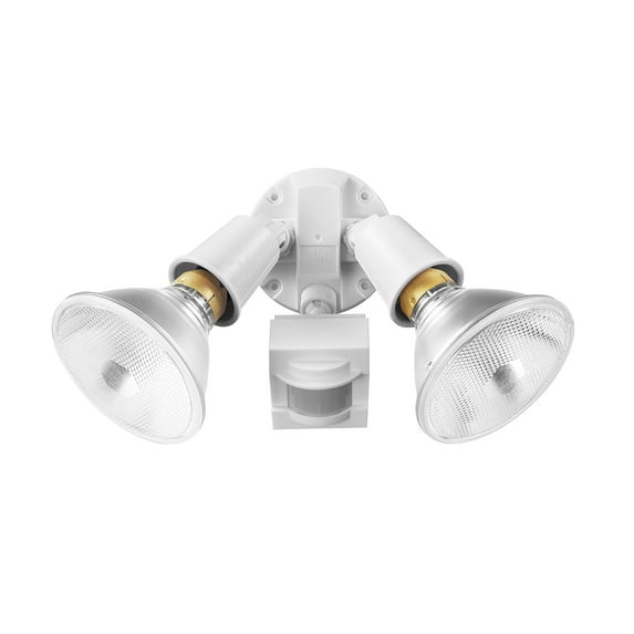 Globe Electric 240 W Twin Head Gray Hardwired Motion Sensor Security ...