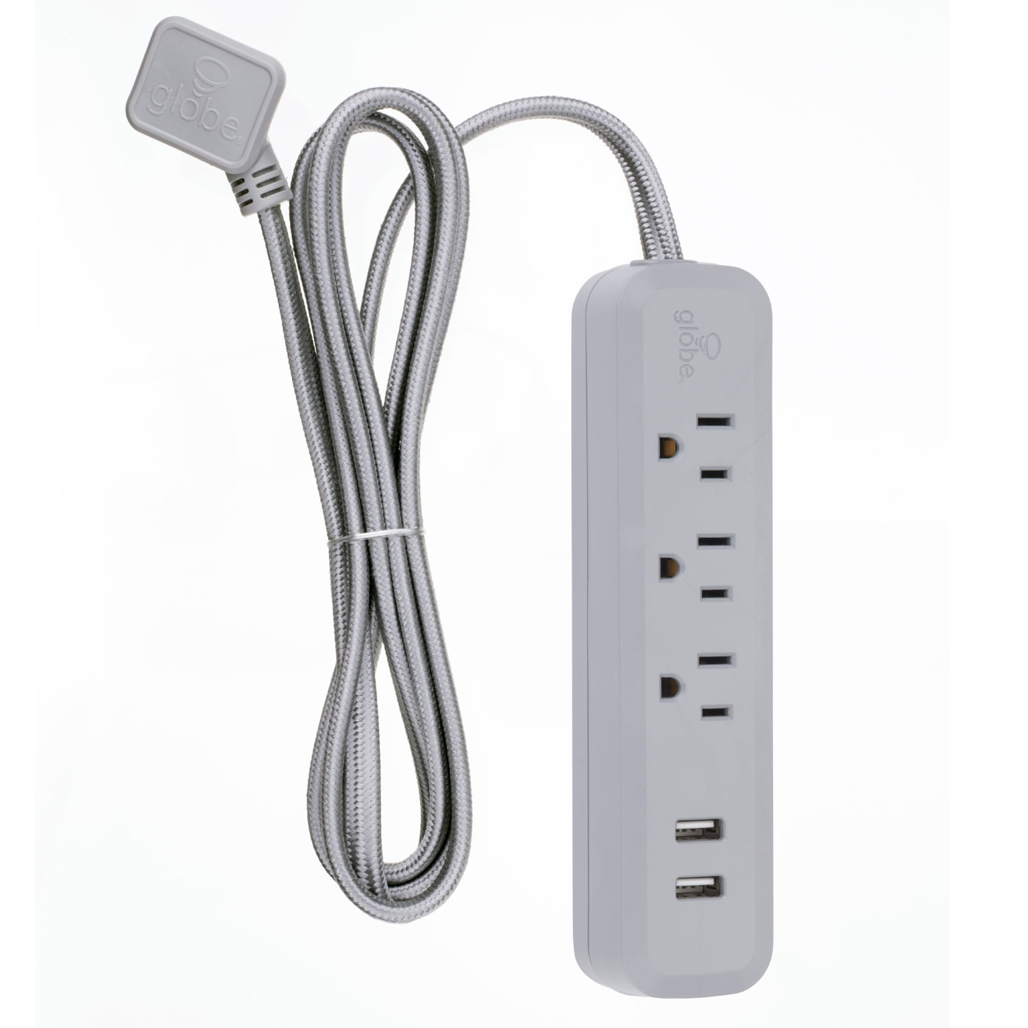 Globe Electric 1625 Watt Designer Series 6-ft 3-Outlet Gray USB Surge ...
