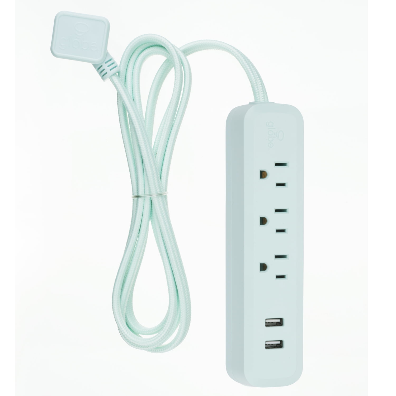 Globe Electric 1625 Watt Designer Series 6-ft 3-Outlet Mint USB Surge ...