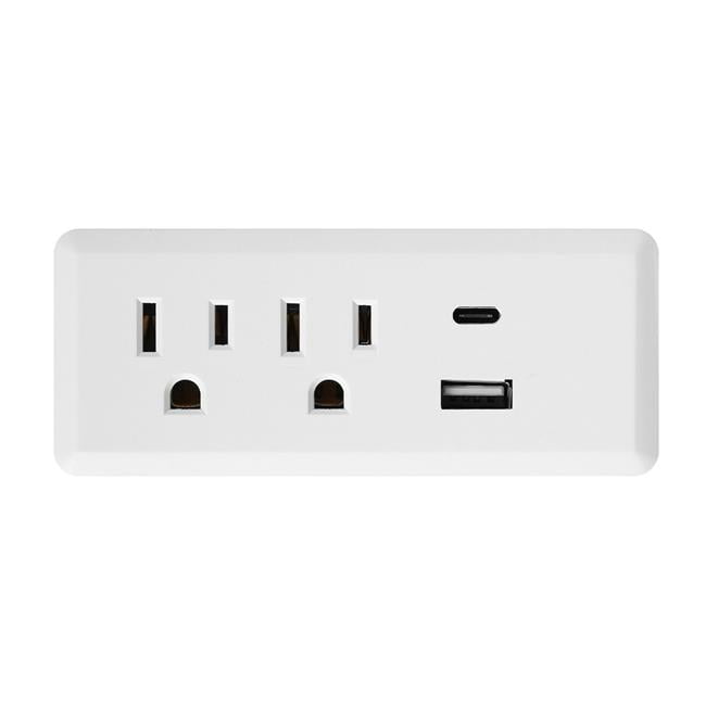 Globe Electric 91000987 2-Outlet White Wall Tap Adapter with 1x USB-A ...