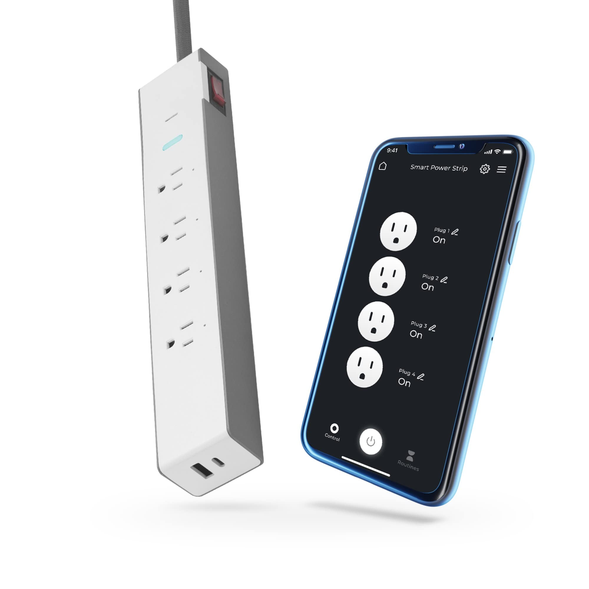 Globe Electric 50573 Wi-Fi Smart 4-Outlet Surge Protector 2 USB Port ...