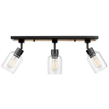 Globe Electric Austin 3-Light Faux Wood Track Light with Clear Glass ...