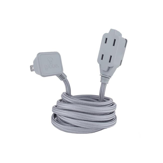 Globe Electric 91011157 9 ft. Gray Fabric Extension Cord with Right ...