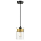 Globe Electric Dionne 1-Light Matte Black Pendant with Brass Accents ...