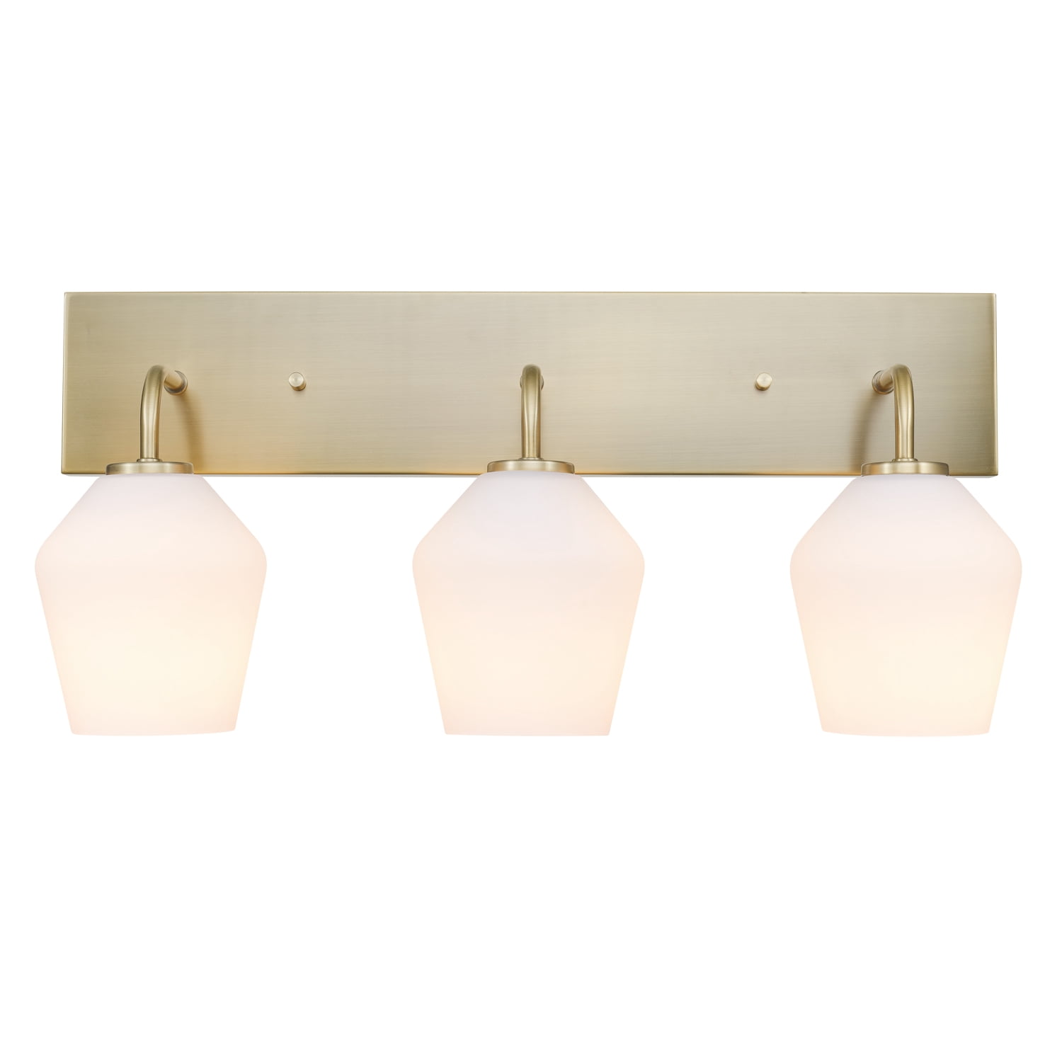 Globe Electric Raja 3-Light Matte Brass Vanity Light with Opal Glass ...