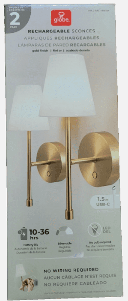 Globe Electric Wireless Rechargeable LED Integrated Wall Sconce 2pack ...