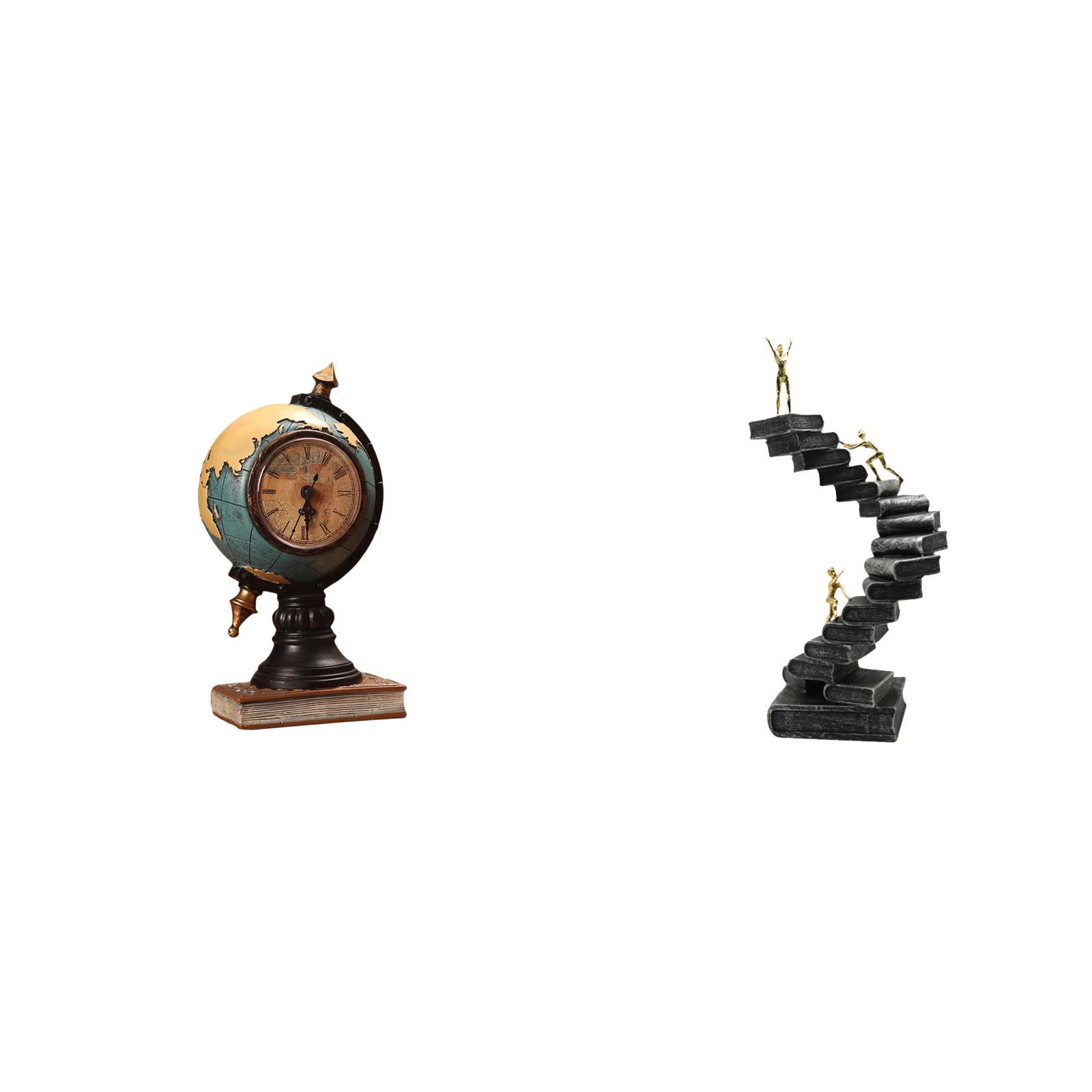 Globe Figurine Table Clock Ladder Statue Resin Material for Office ...