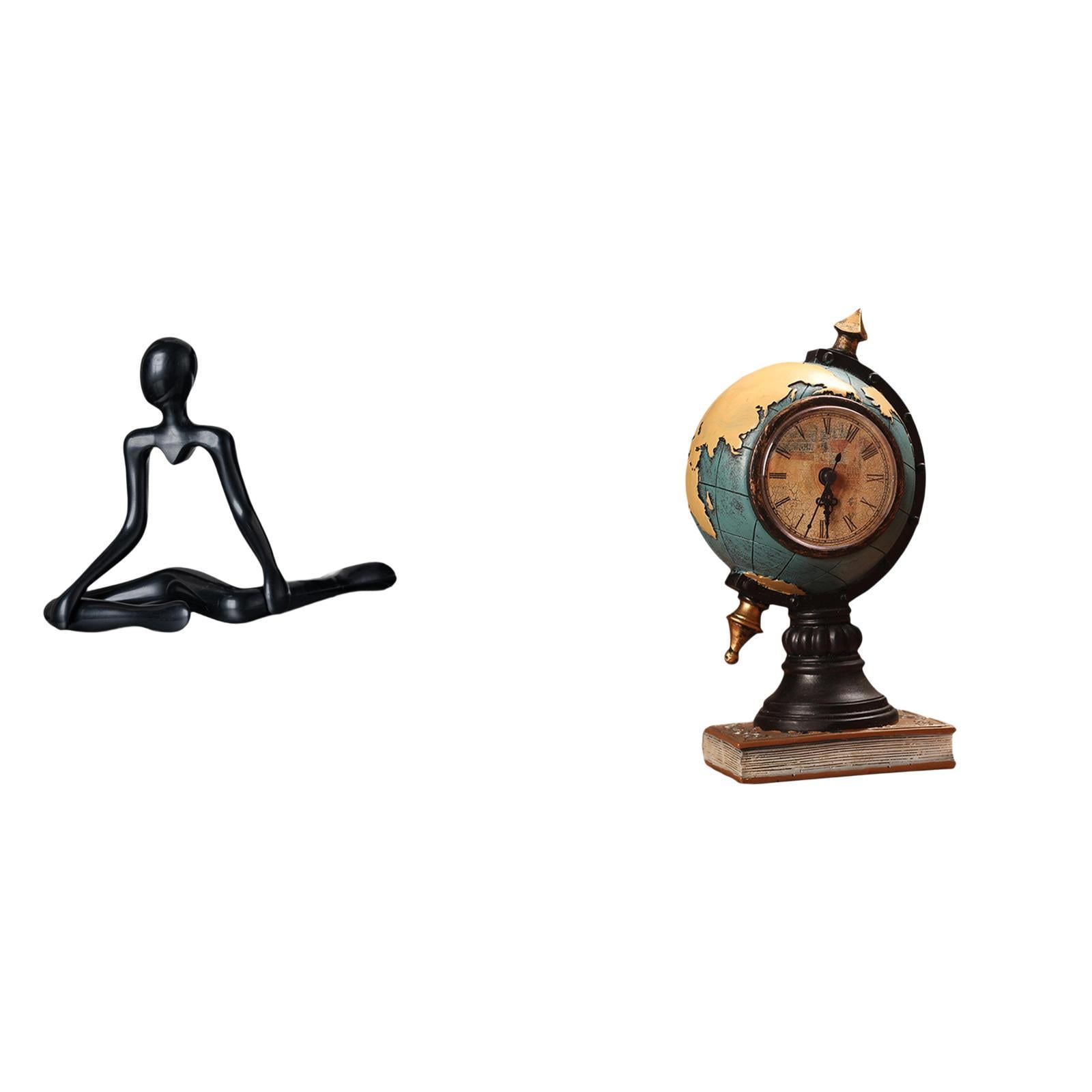 Globe Figurine Thinker Statue Table Clock Lightweight PP Craft for ...