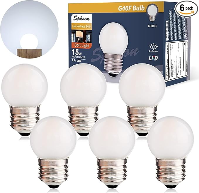 Globe Led Low Watt Light Bulbs 1.5W Equivalent 15 watt Soft White 6000k ...