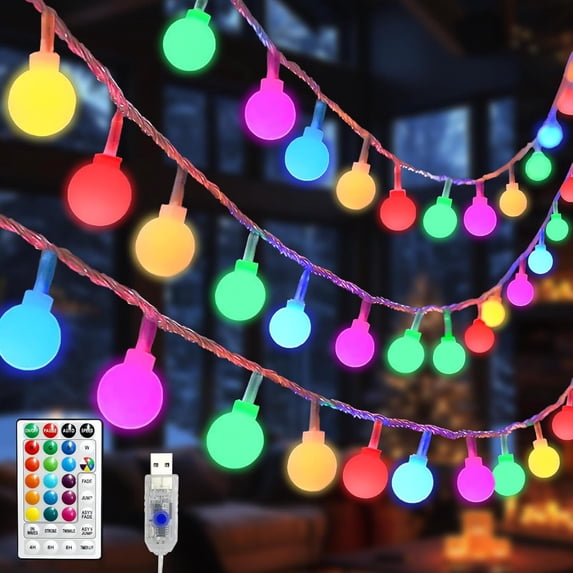 Globe Led String Lights Indoor 19 Color Changing String Lights Plug in ...