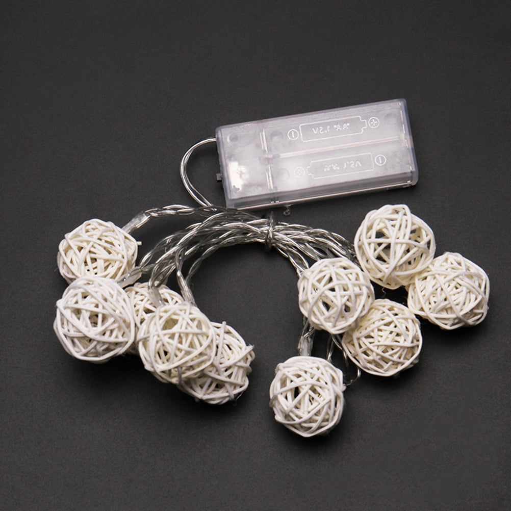 Globe Rattan String Lights, 4.9ft 10 LED Fairy String Lamps, Powered ...
