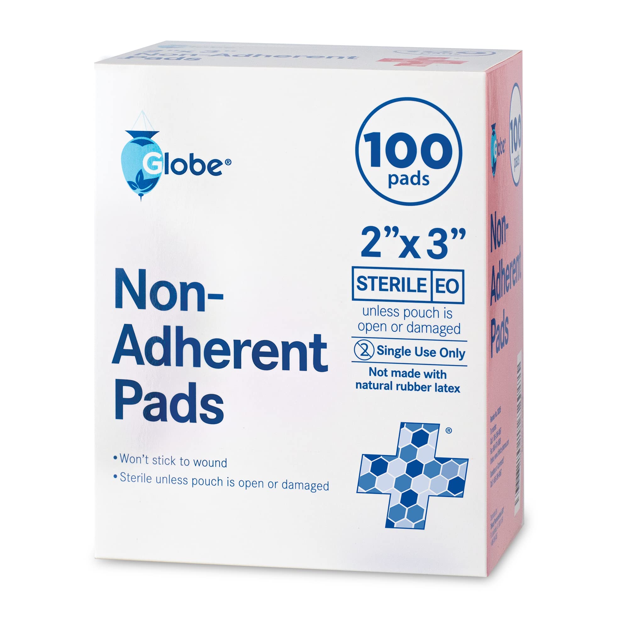 Globe Sterile Non-Adherent Pads, (100-Pack), 2â€ x 3â€ Non-Adhesive ...