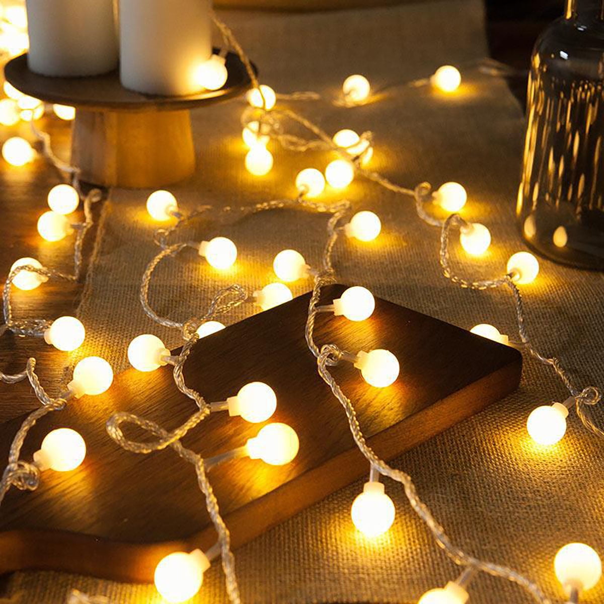 Globe String Lights 10 Feet 20 LED,Battery Operated Indoor String ...