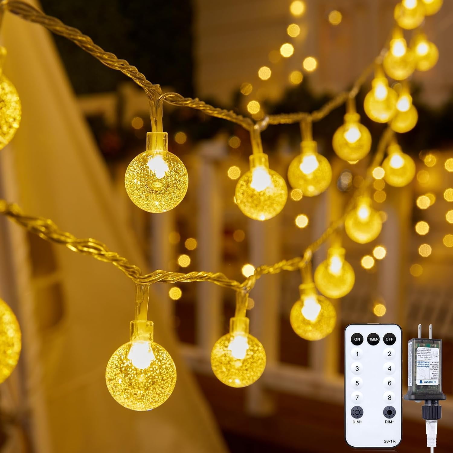 Globe String Lights - Plug in 33 ft 100 LED Crystal Globe Fairy Lights ...