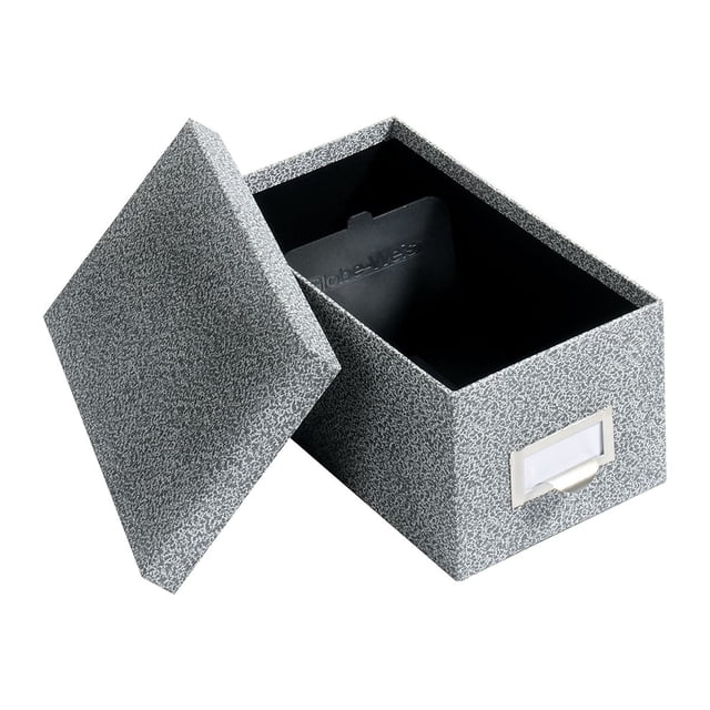 Globe-Weis Black Agate Index Card Box, 1000 Card Capacity, Metal Label ...