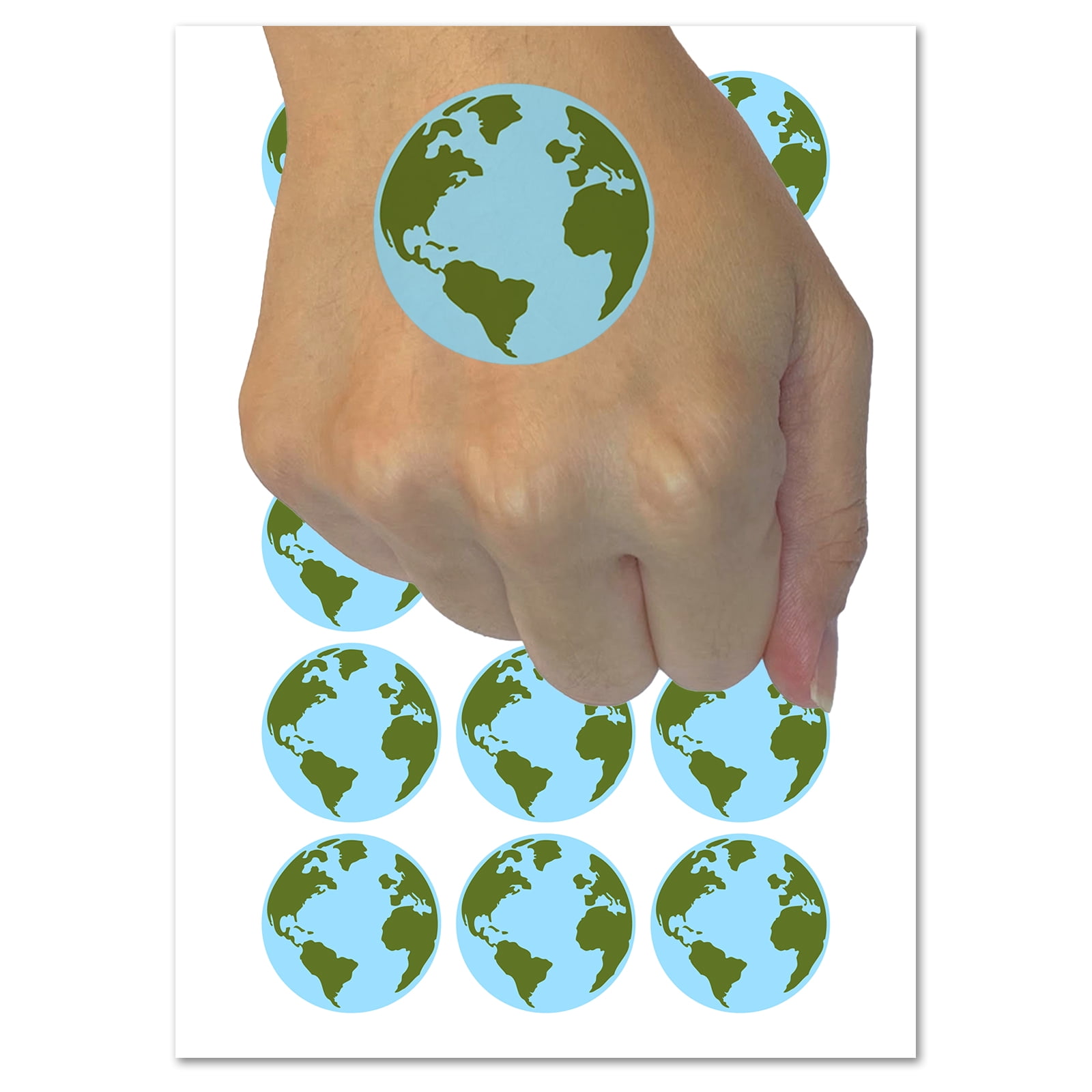 Globe of Earth Water Resistant Temporary Tattoo Set Fake Body Art ...