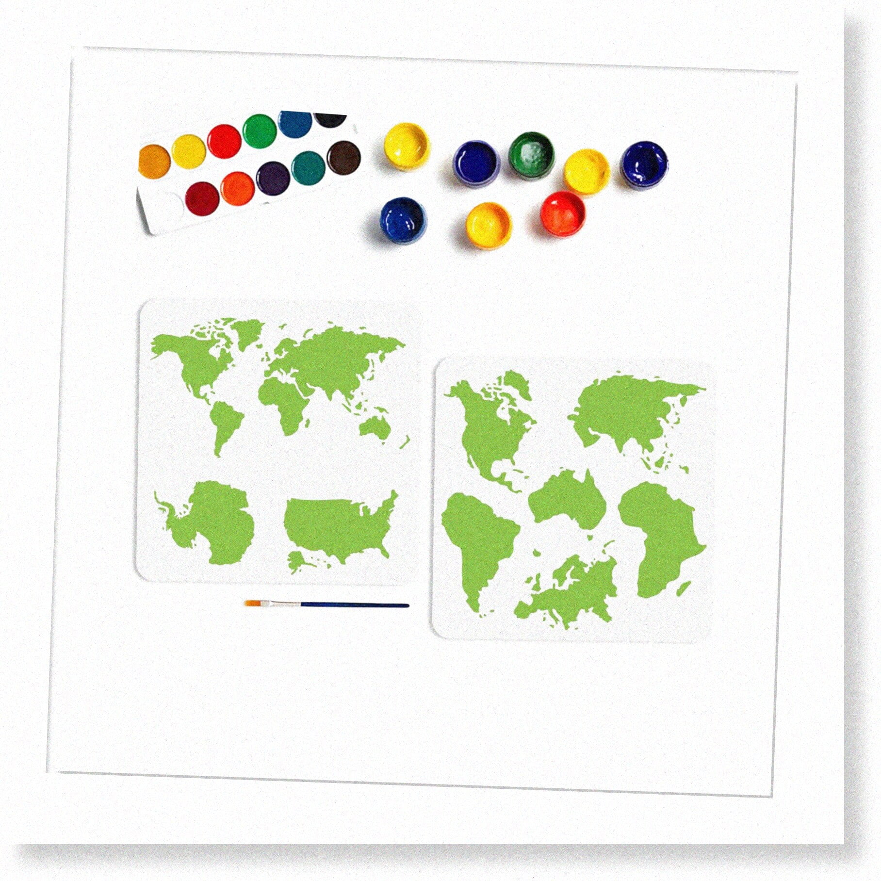 Globetrotter Art Kit: 2 World Map Globes (11.8x11.8in) + Paint Brush ...