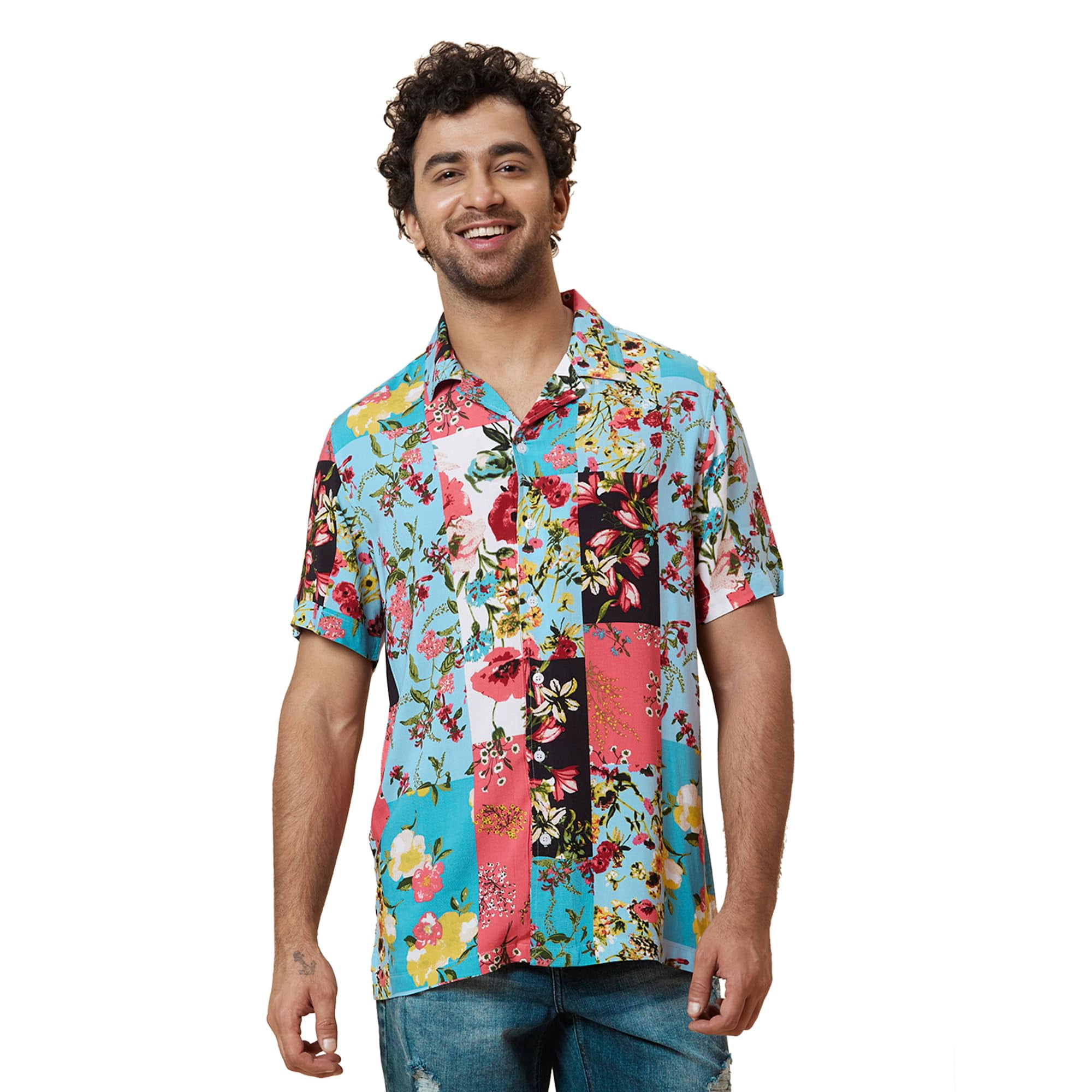 Globus Men Multi Floral Printed Regular Fit Casual Resort Shirt ...
