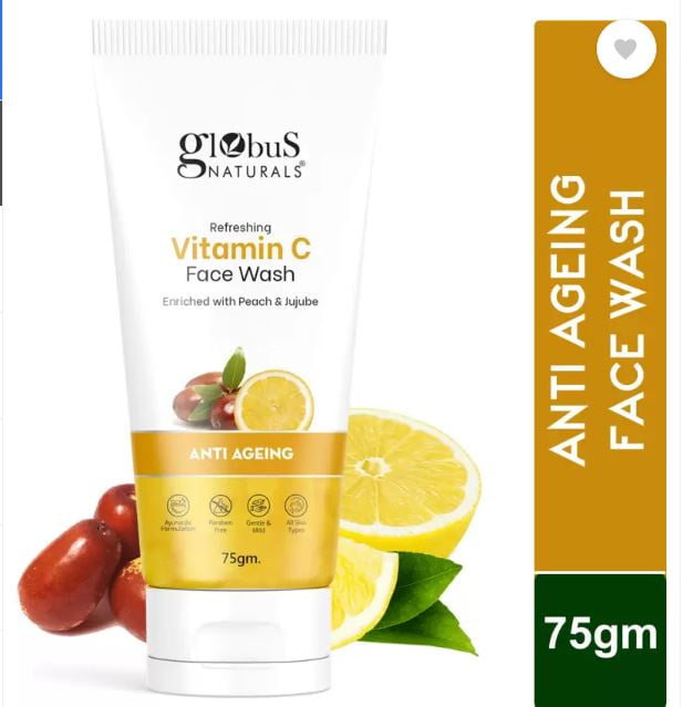Globus Naturals Anti-Ageing Skin Brightening Vitamin C , Enriched with Peach & Jujube, Skin ...